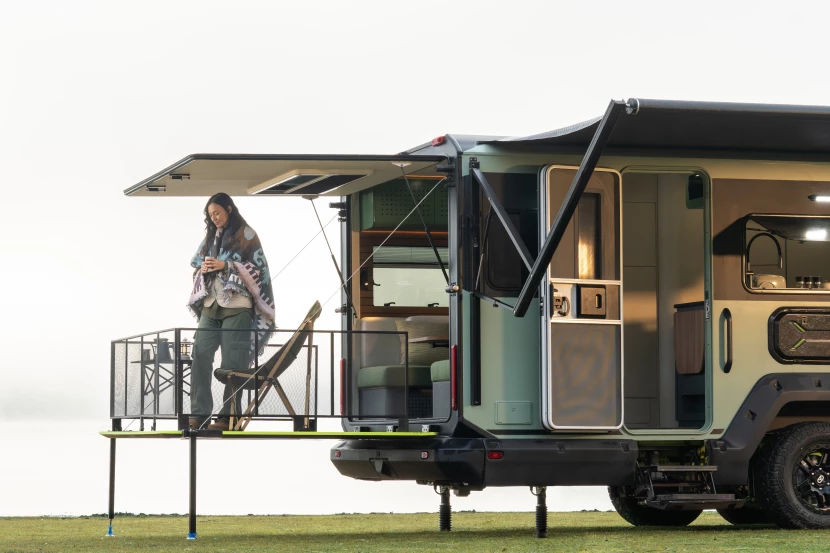Evotrex PG5 self-propelled power-generating travel trailer