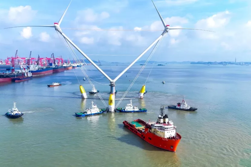 Giant dual-rotor wind turbine takes to the seas in China