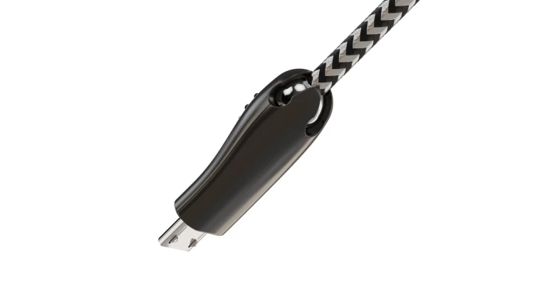 Rotating charger cable stays flexible to avoid the fray