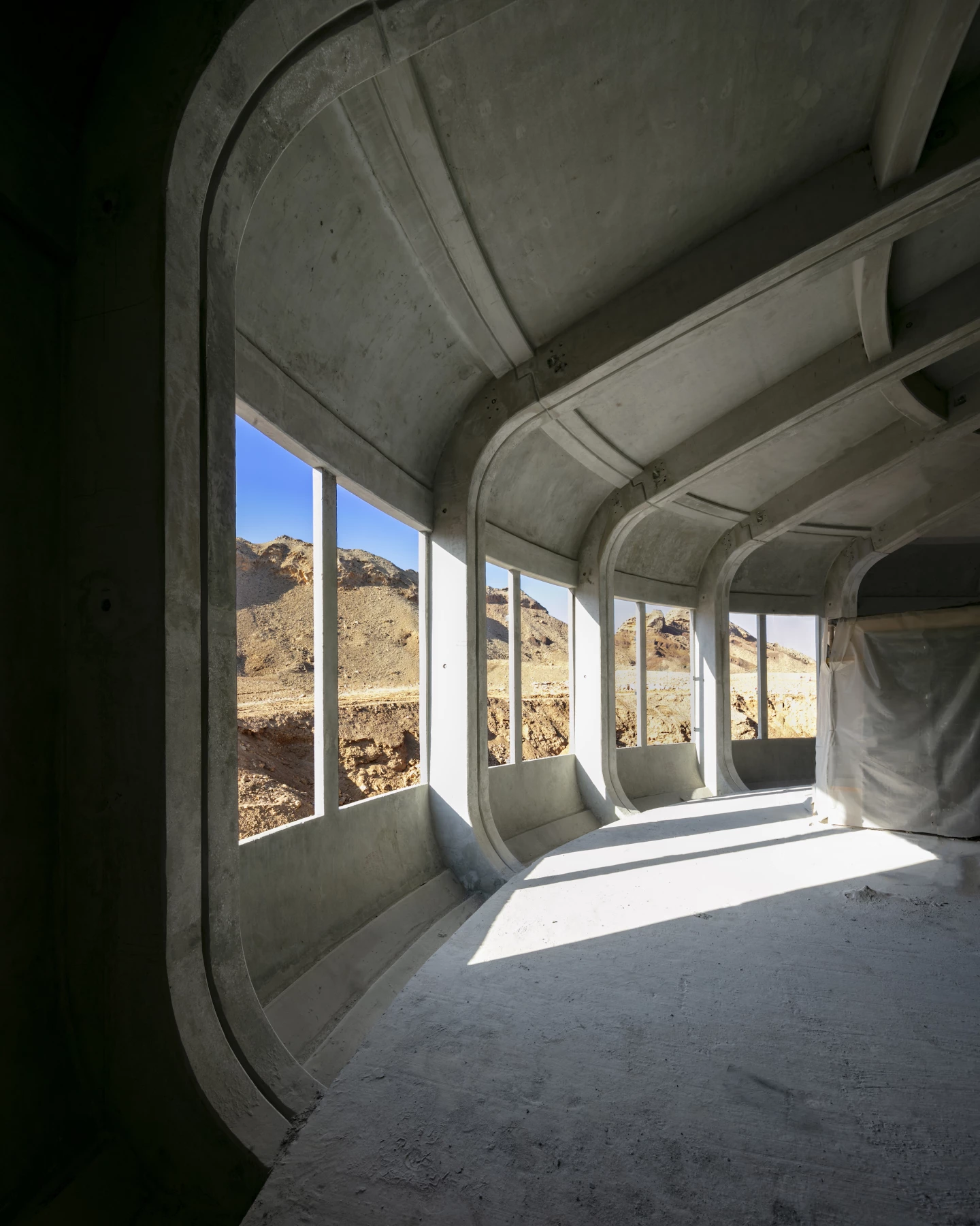 Fossil-shaped buildings showcase geology in the Arabian desert