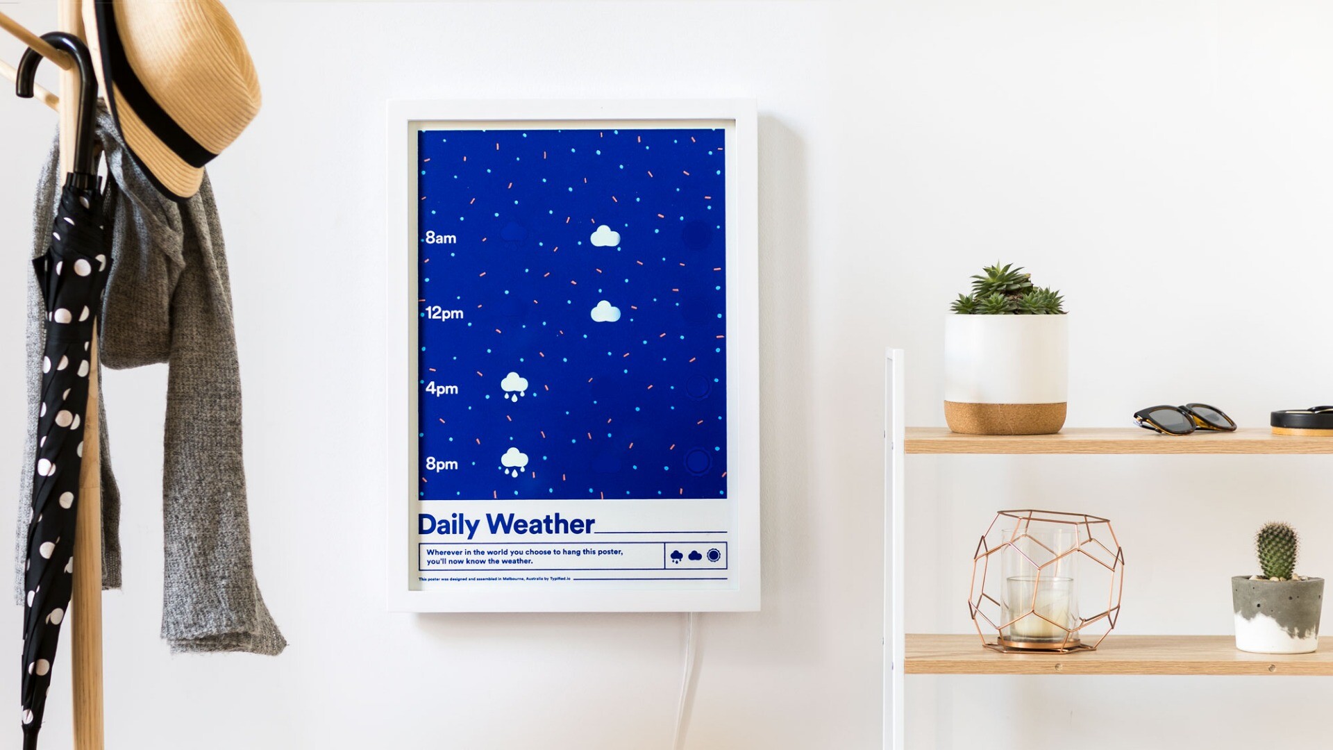 Paper poster changes color to provide weather forecasts