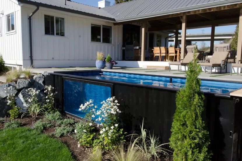 Shipping container pool can be installed in minutes