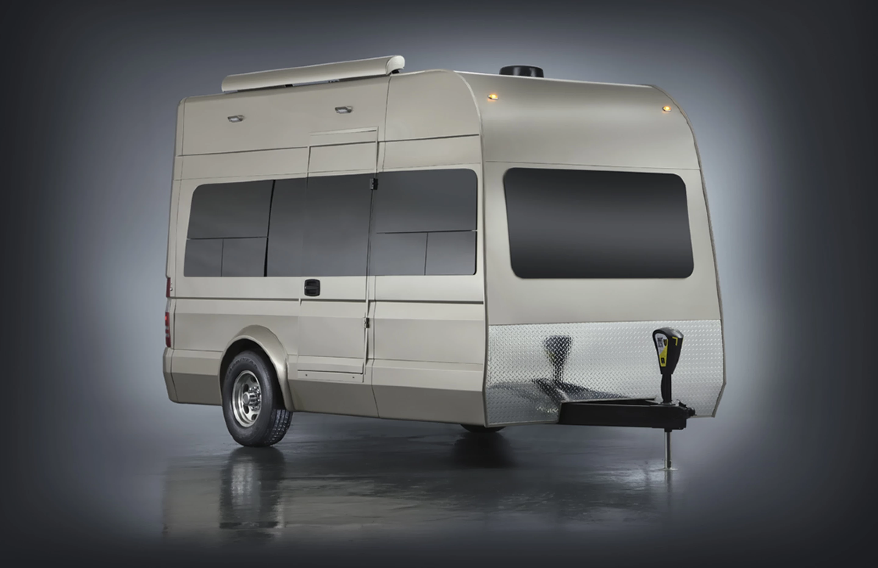 App-controlled, minicar-hauling camping trailer echoes the look of the ...