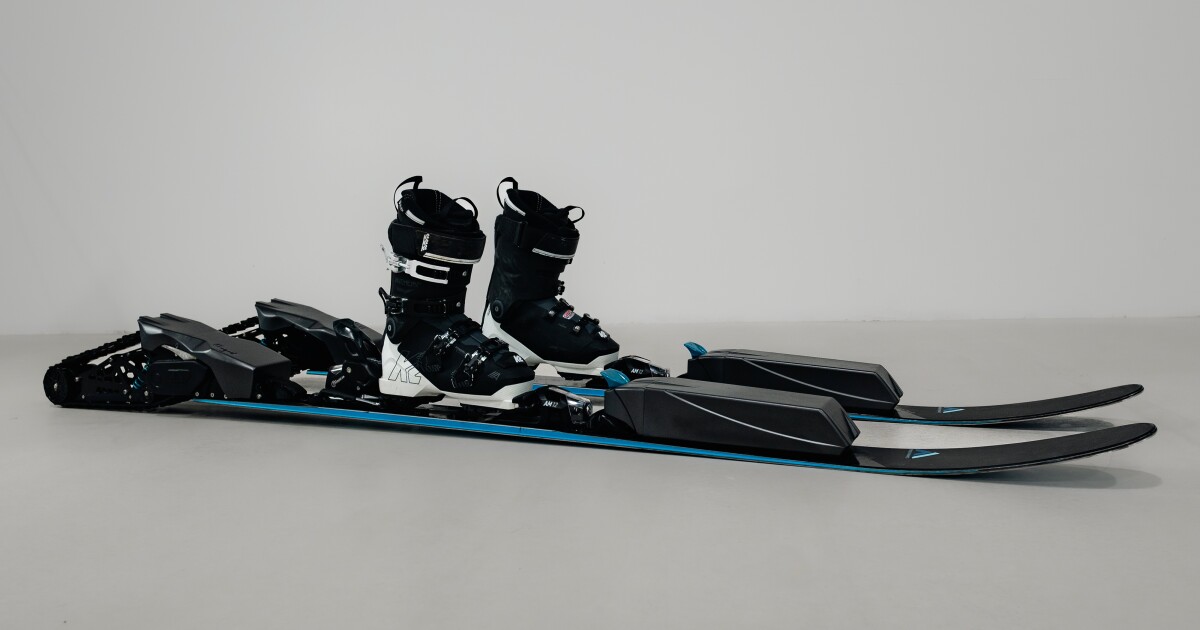 Sassy skis sport motorized treads for an electric boost