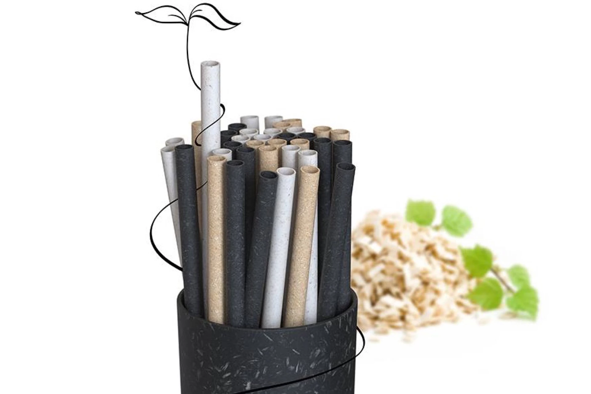Wood-chip straws biodegrade when discarded