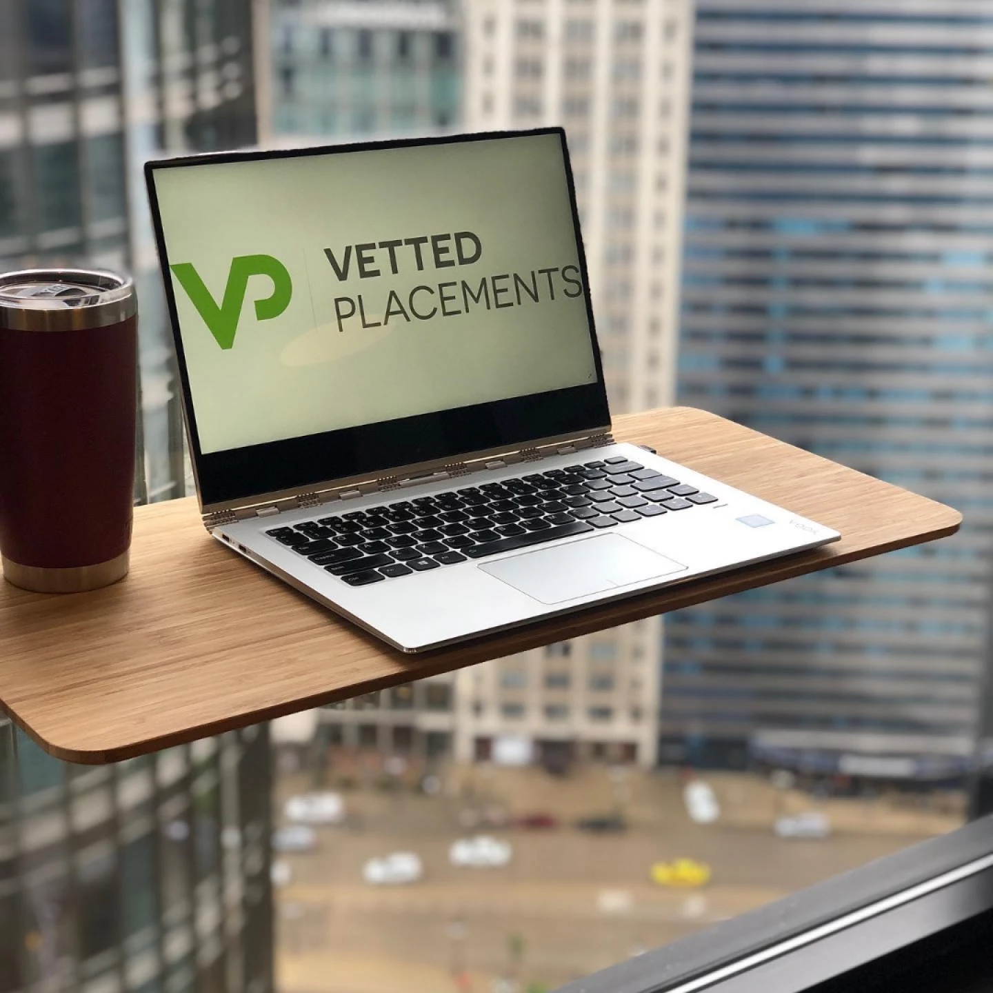 Suction-cup standing desk is an instant office with a view