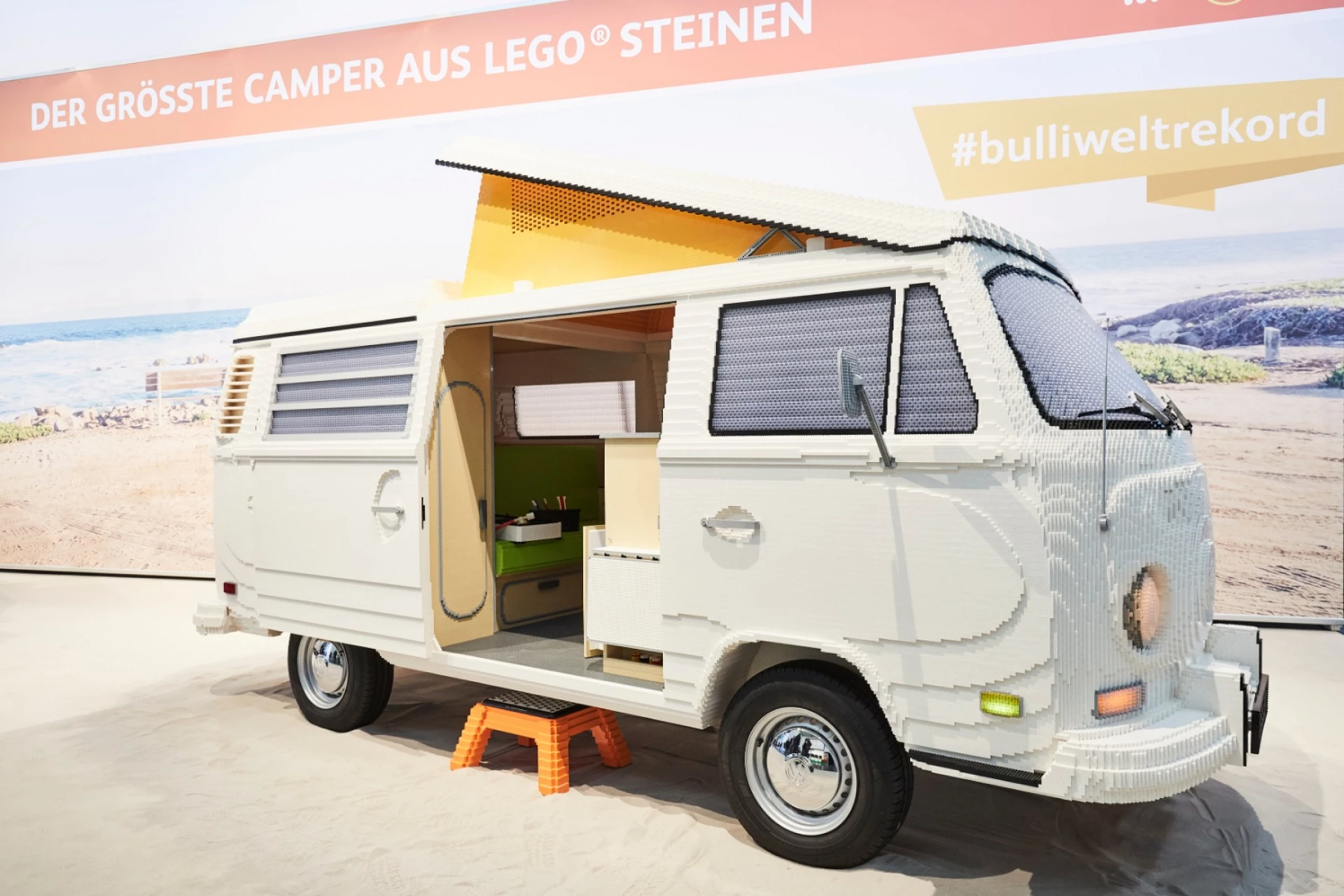 Classic Volkswagen Bulli pop-top camper van built up to life size from ...