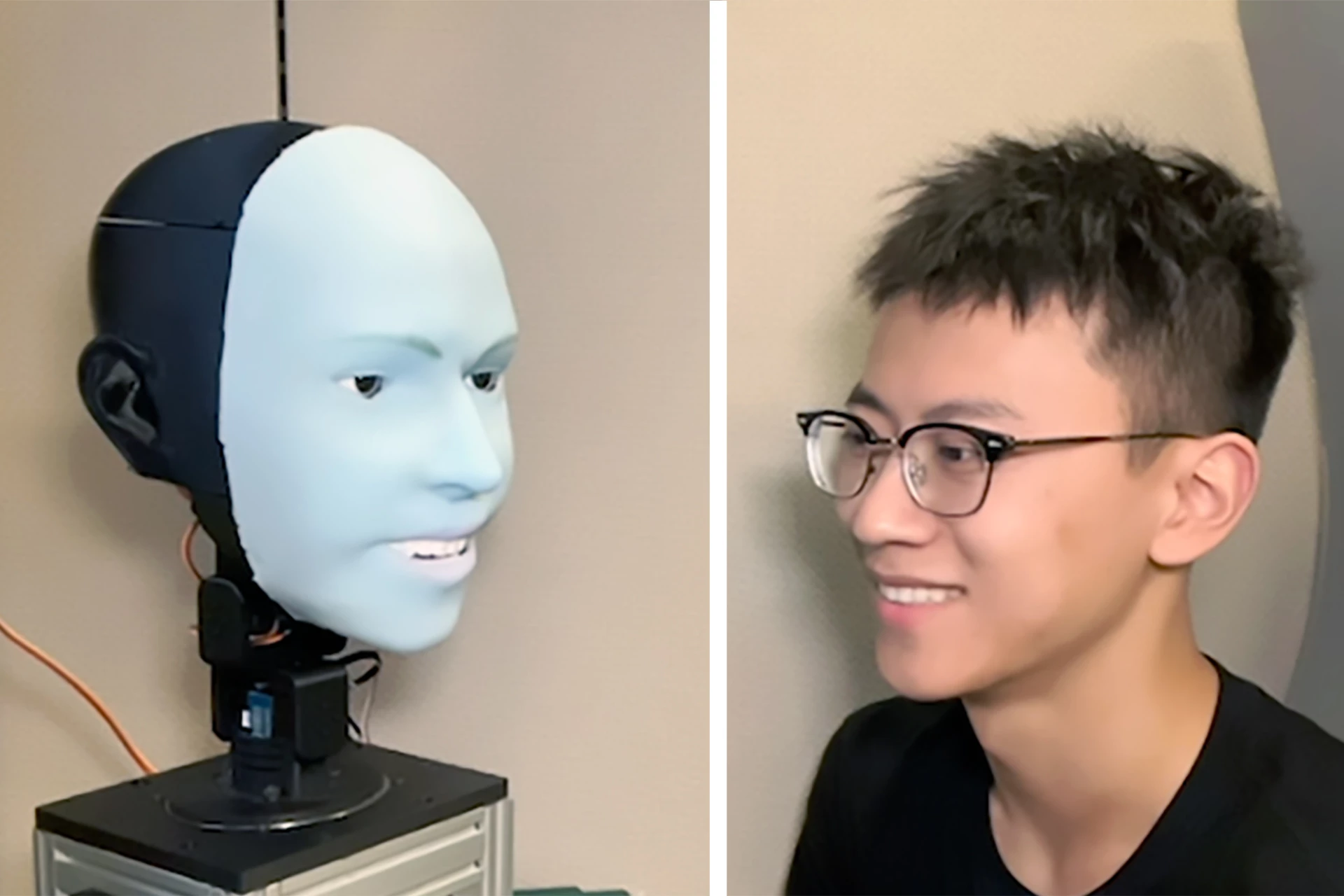 Robot head senses your smile before it happens and eerily responds to it