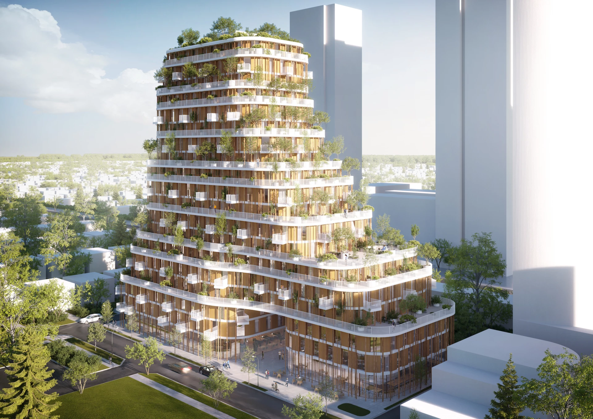 Tree-covered high-rise shoots for stringent Passivhaus efficiency