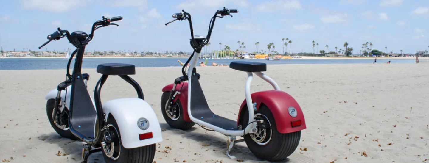Phat Scooters offer kick-free sit or stand fat-tire ride