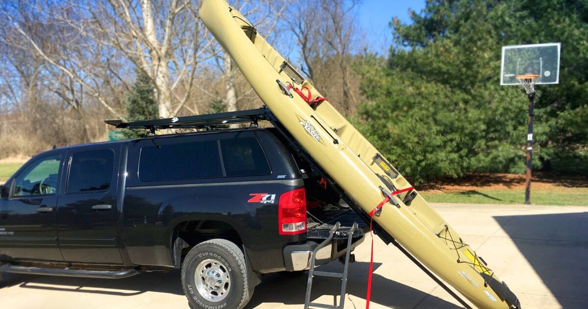 EZ Rec Rack pivots for easier kayak-loading