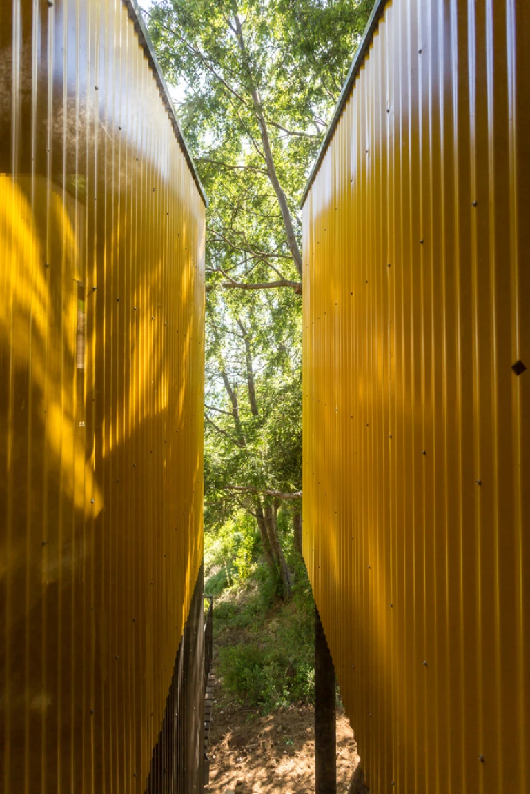 Yellow House takes modular housing to the treetops
