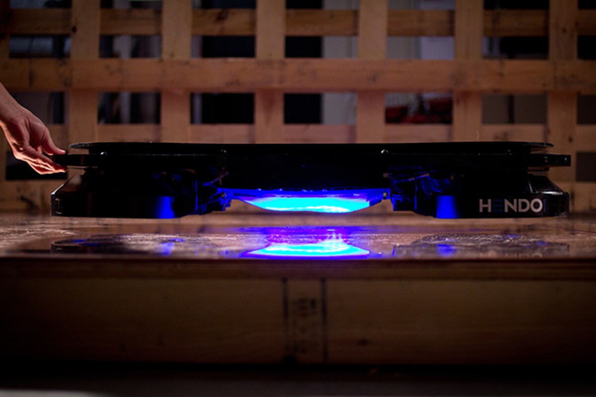 futuristic flying hoverboard