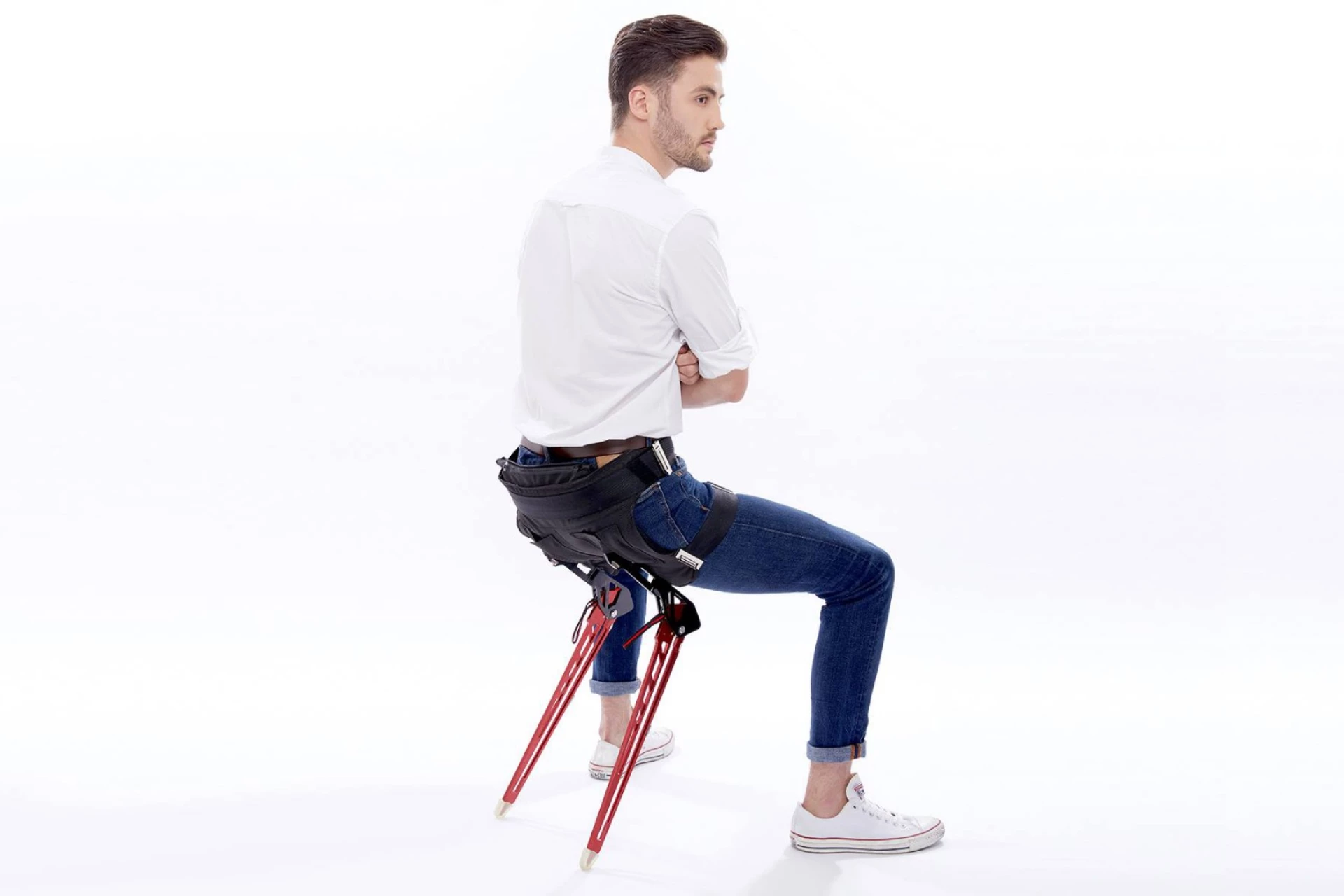 Lex folding wearable chair lets you take a seat anywhere