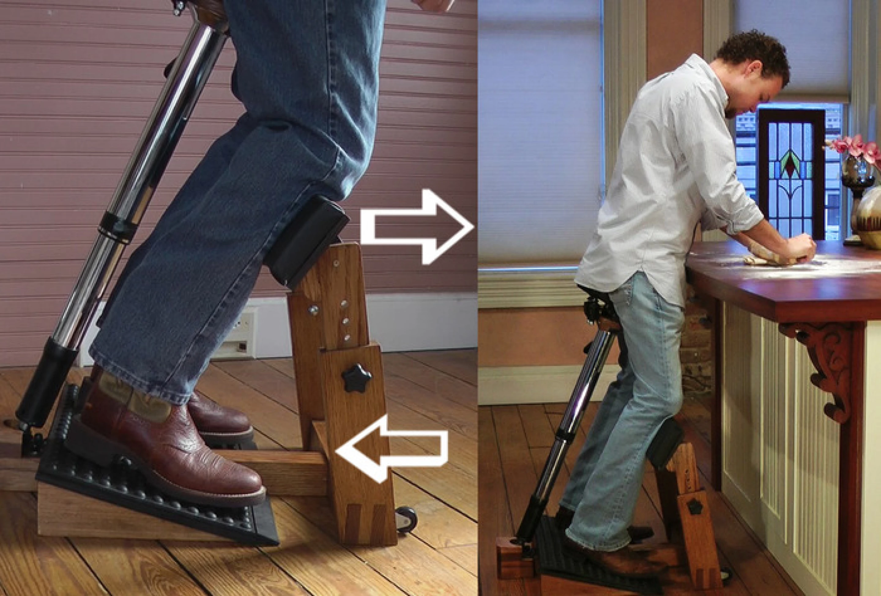 Standing Task Chair helps you sit and stand at the same time