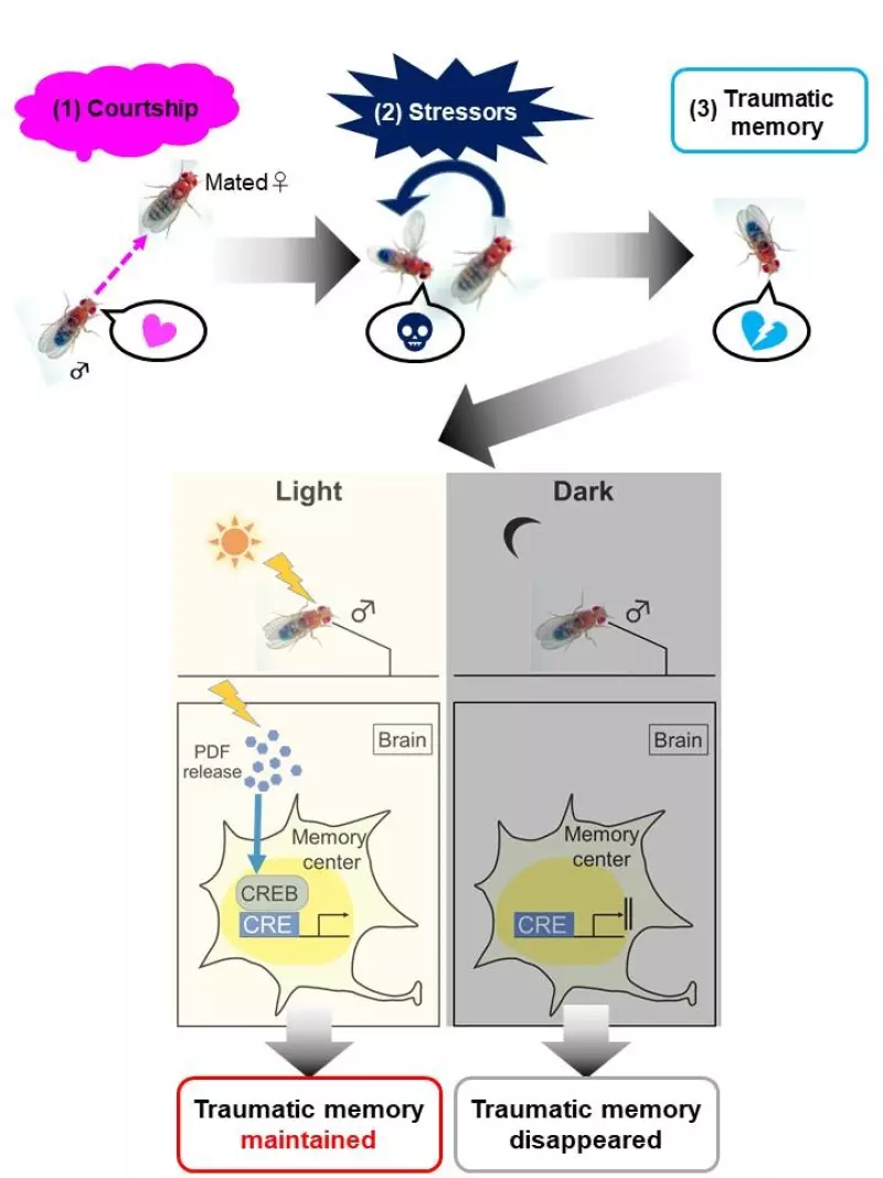 Traumatic memories erased in fruit flies by keeping them in the dark