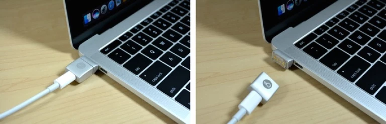 Magnetic USB-C adapter provides power, data and video