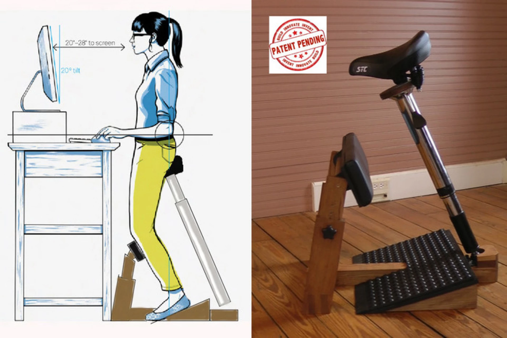 Standing Task Chair helps you sit and stand at the same time