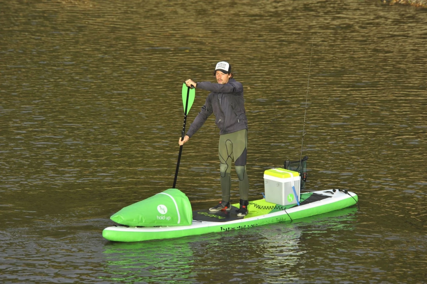Paddle farther with inflatable-paddleboard tent and dual-blade paddle