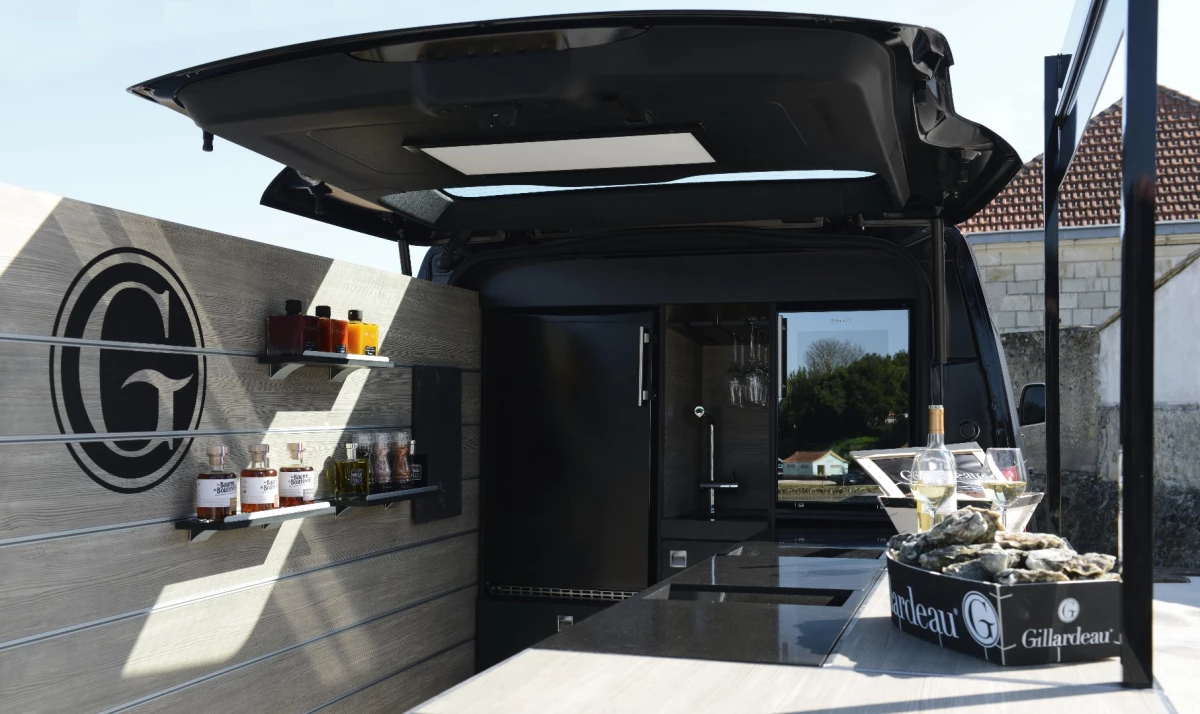Peugeot van serves as the shell of a rolling oyster bar