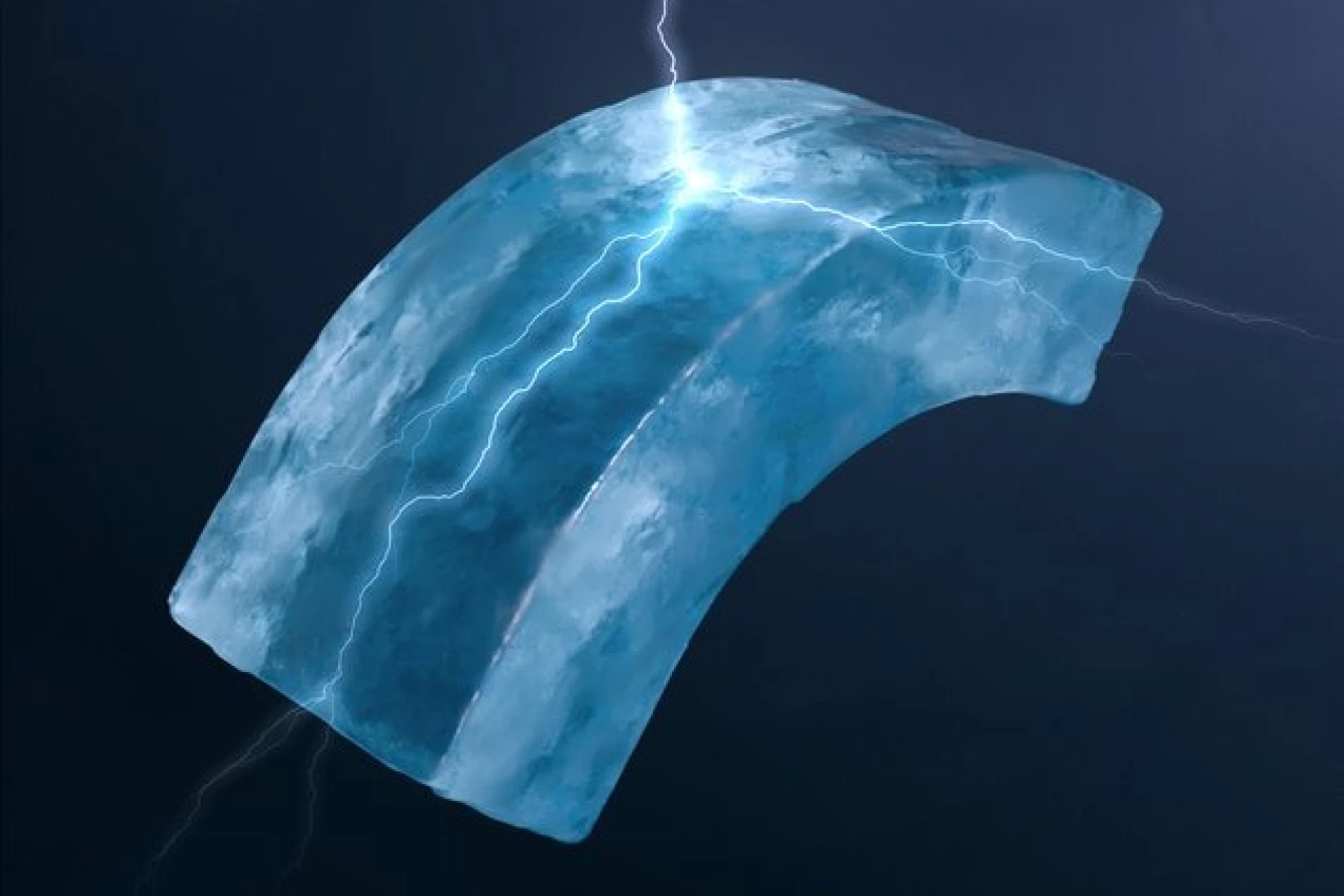 Ice generates electricity through bending and cooling