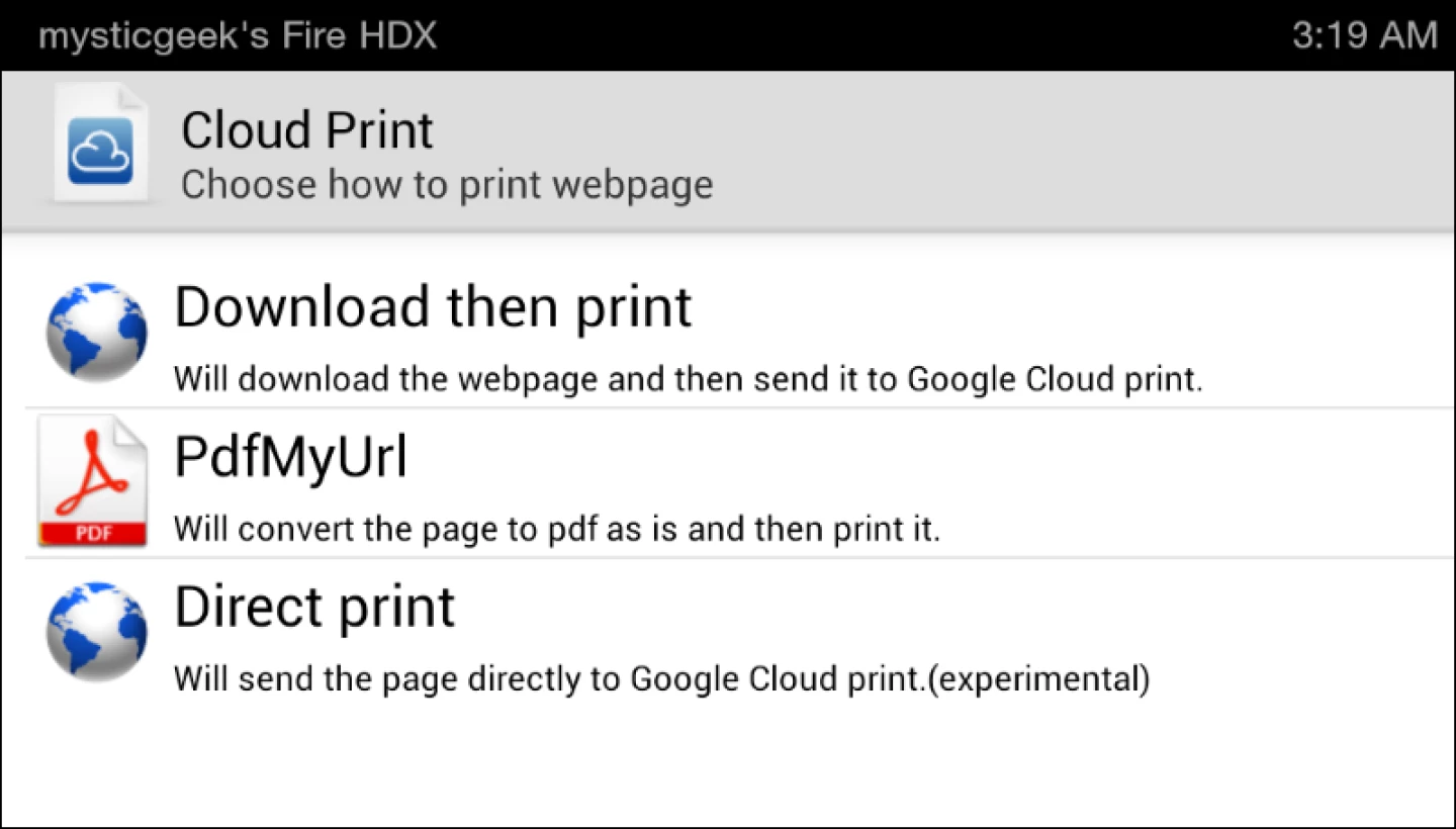 How to print from the Kindle Fire HD or HDX