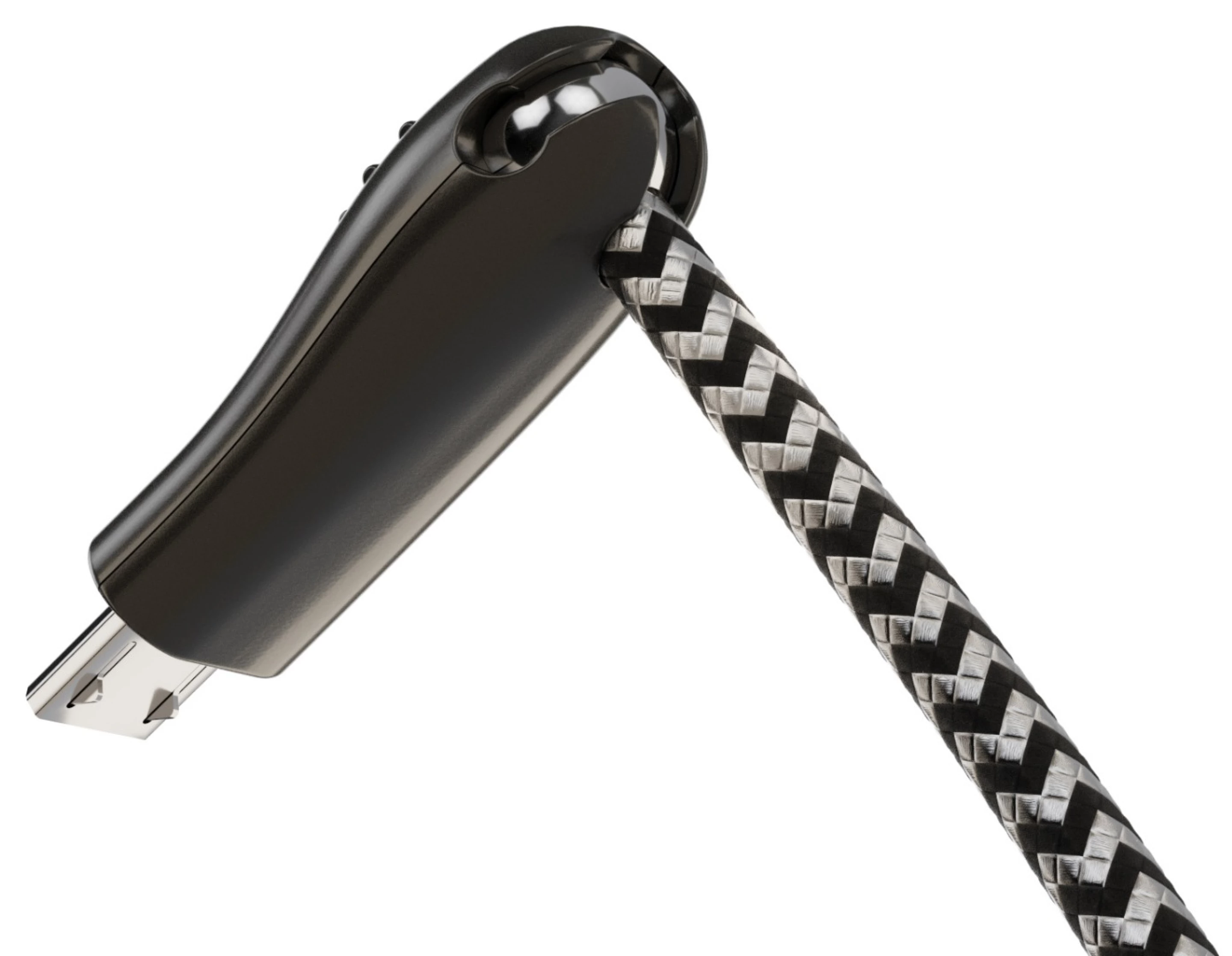 Rotating charger cable stays flexible to avoid the fray