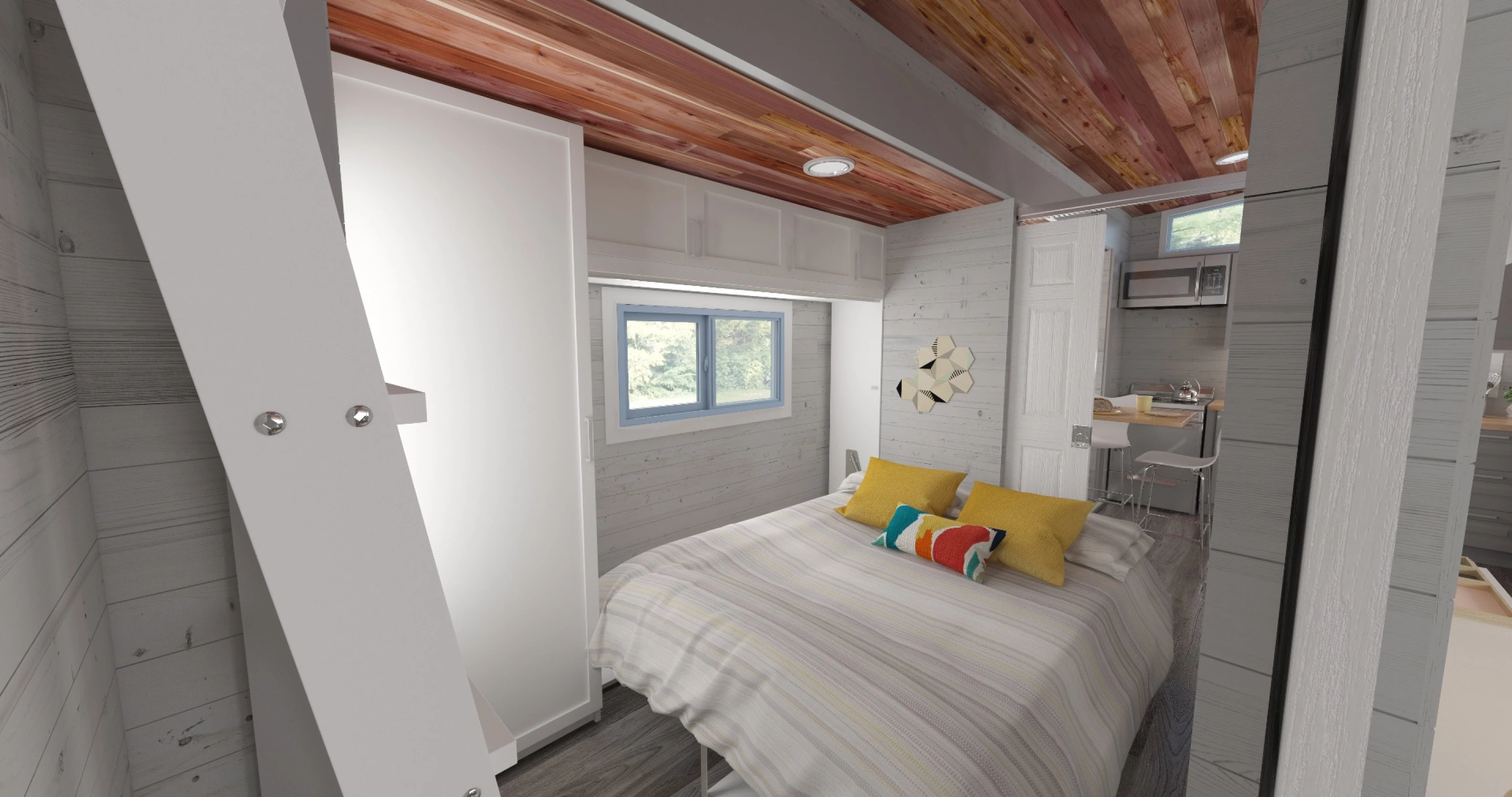 Tiny house almost doubles in width at the push of a button