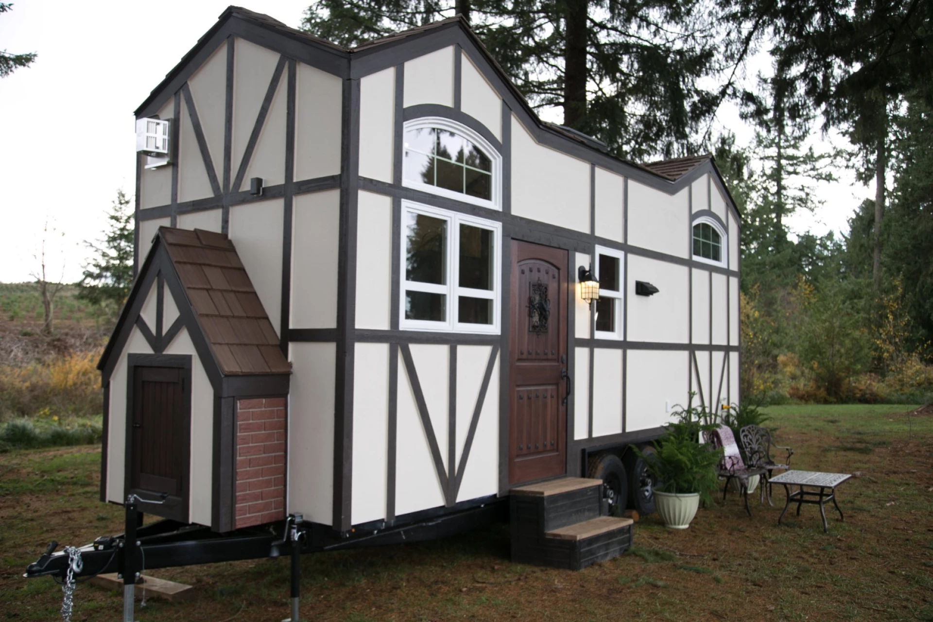 Whimsical tiny house features distinctive Tudor styling