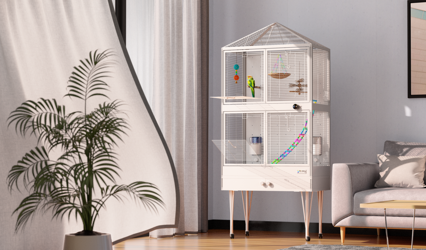World's first smart bird cage does all the cleaning and feeding for you