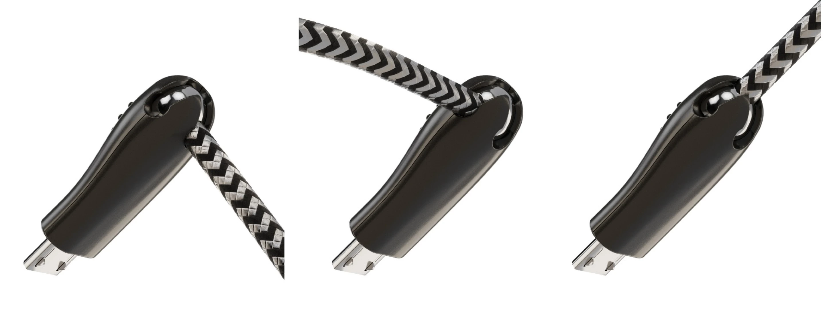 Rotating charger cable stays flexible to avoid the fray