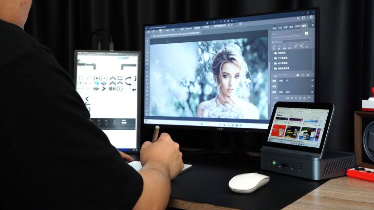 Ryzen-powered mini-PC goes all-in-one with flip-up 7-inch touchscreen