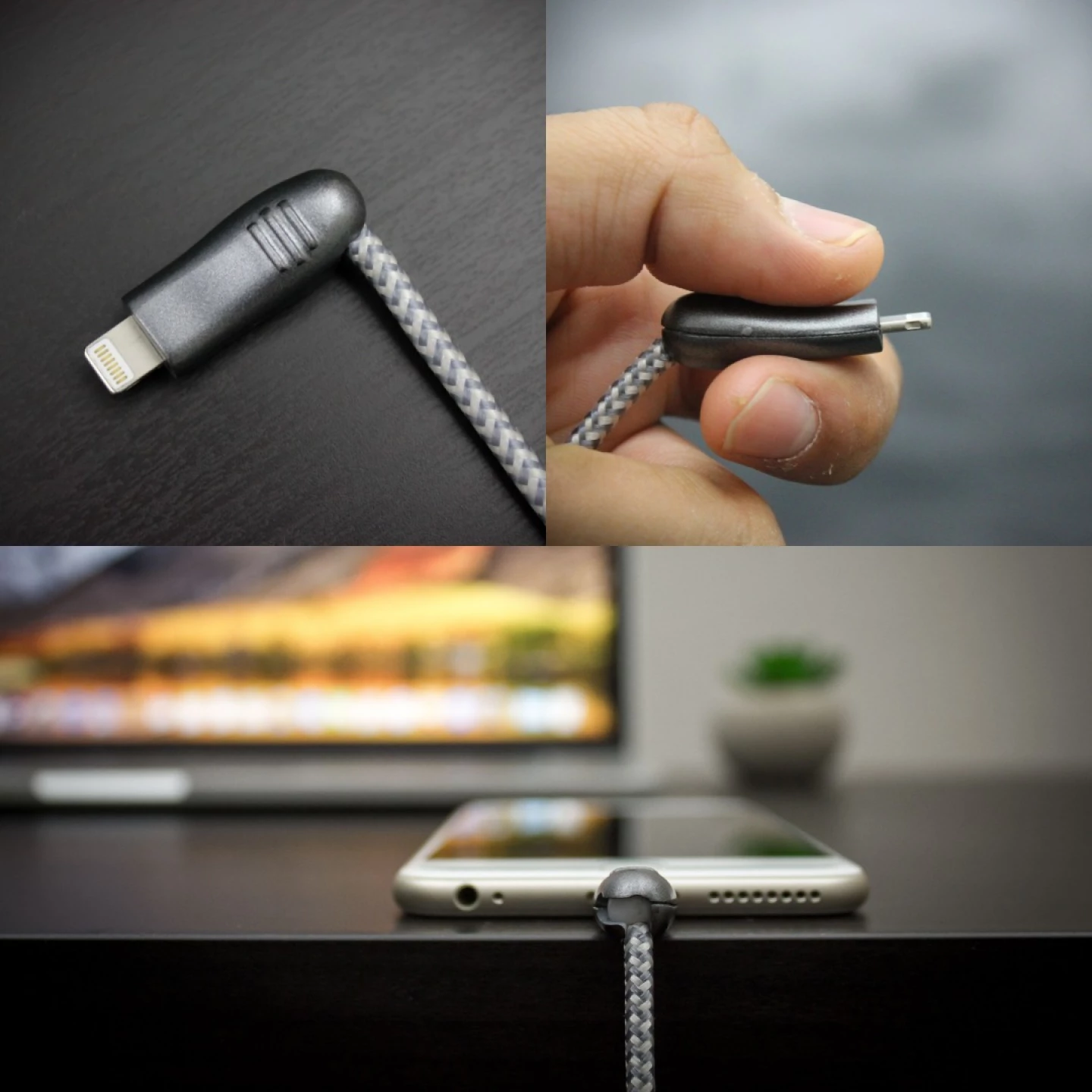 Rotating charger cable stays flexible to avoid the fray