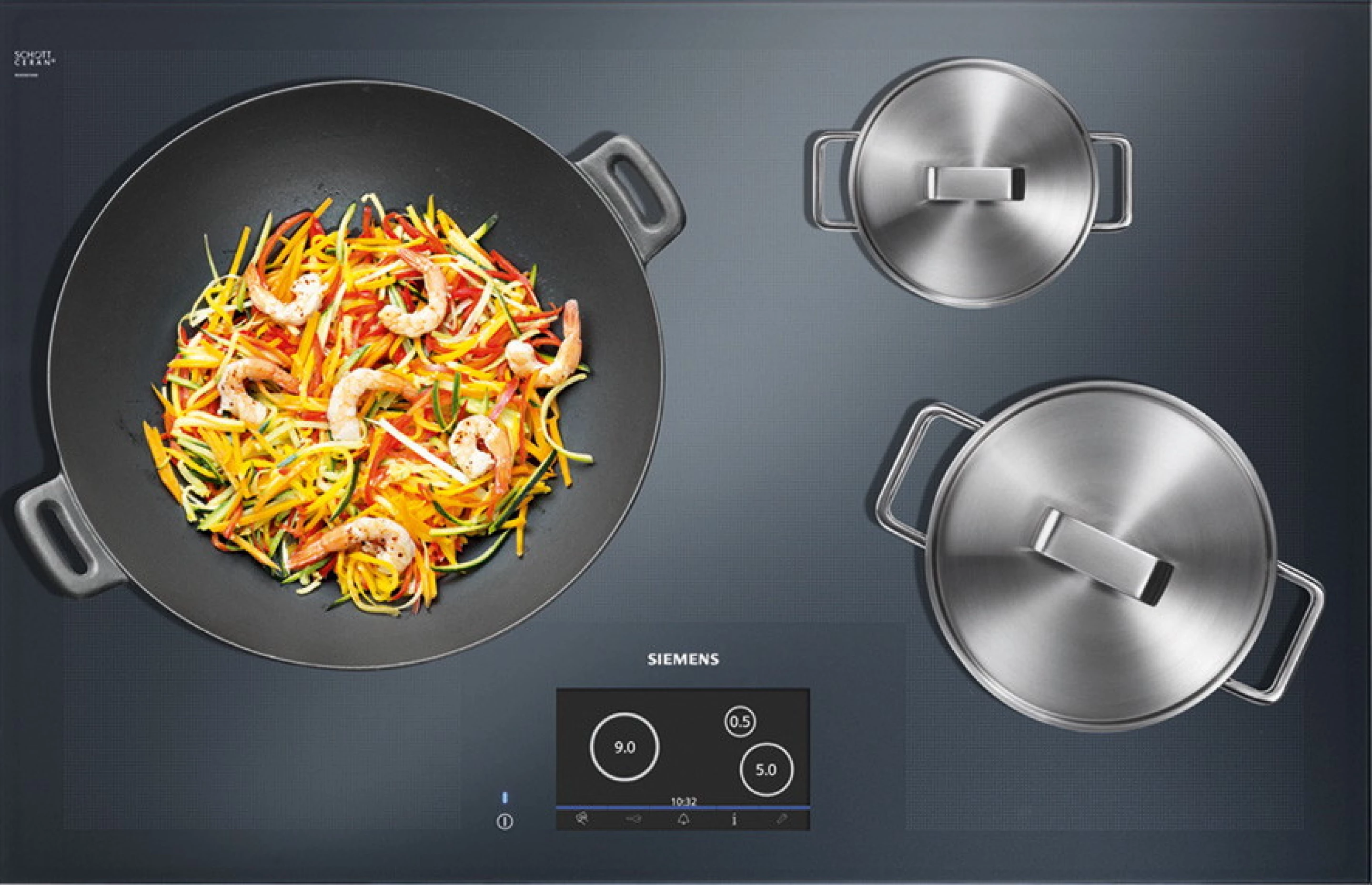 Siemens full-surface induction cooktop lets you arrange the pans ...