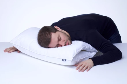 Two-faced pillow flips to be as fluffy or firm as you like